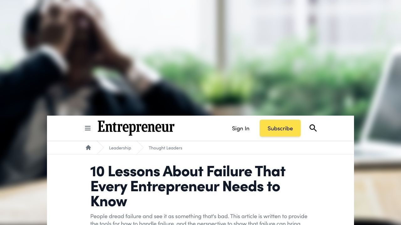 10 Lessons About Failure That Every Entrepreneur Needs to Know ...